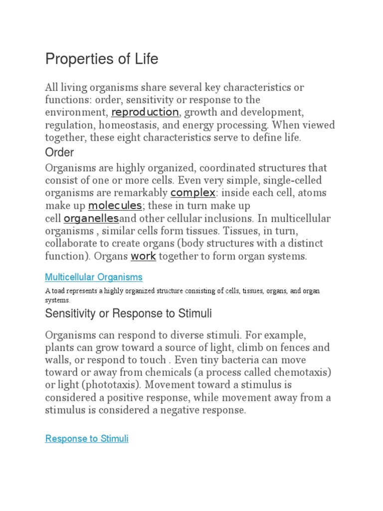 Properties of Life | Download Free PDF | Thermoregulation | Organisms
