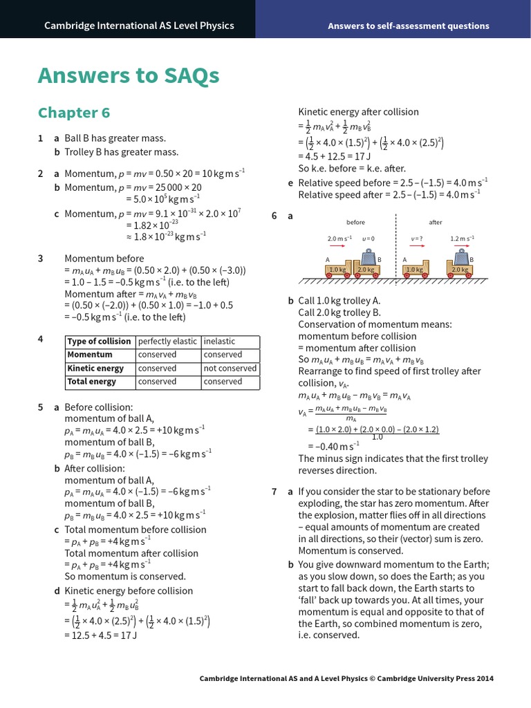 SAQ Ans 6 | PDF | Collision | Momentum