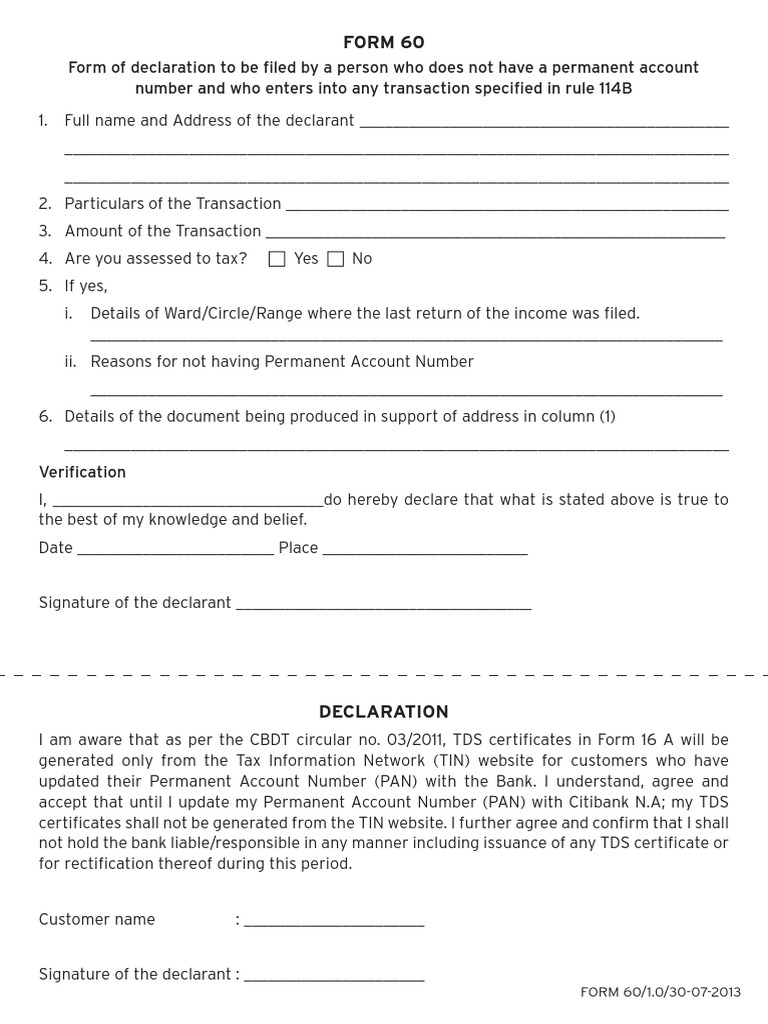 Form 60 PDF | PDF
