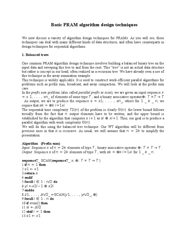 Basic PRAM Algorithm Design Techniques | PDF | Computational Complexity Theory | Theoretical ...
