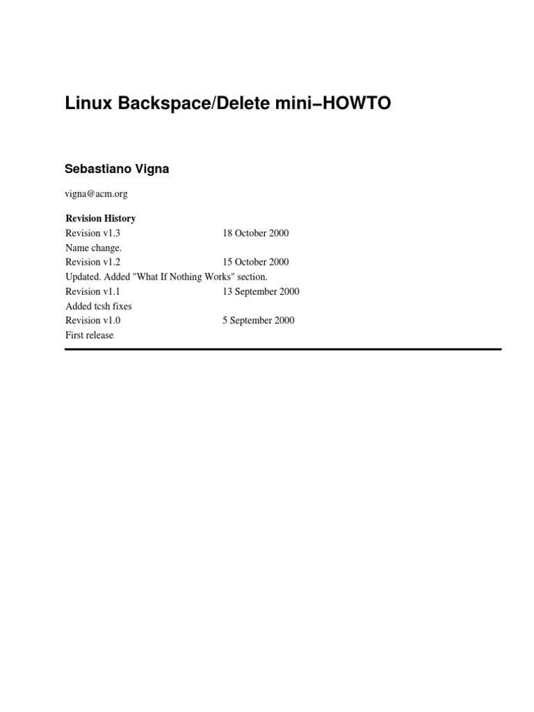 Linux Backspace/Delete Mini HOWTO: Sebastiano Vigna | PDF | Computer ...
