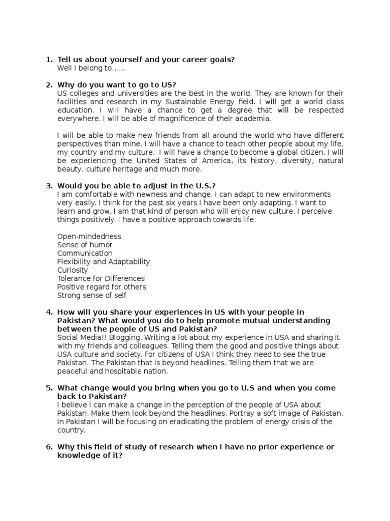 Fulbright Interview Preparation | PDF | Motivation | Motivational