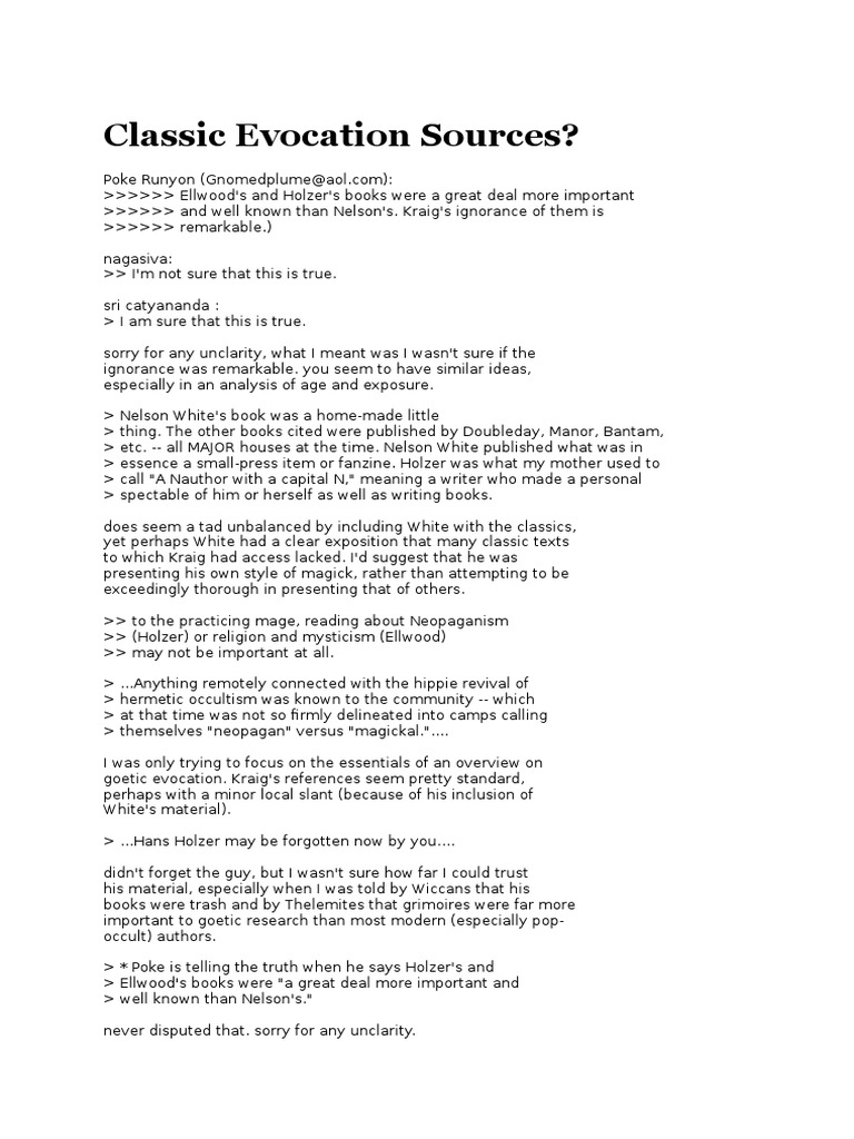 Classic Evocation Sources | PDF | Magic (Paranormal) | Mysticism