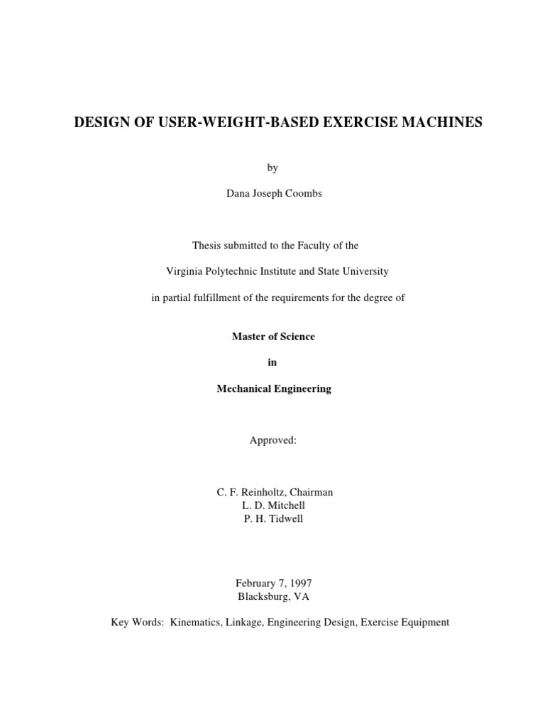 Design of User-Weight Based Exercise Machines | PDF