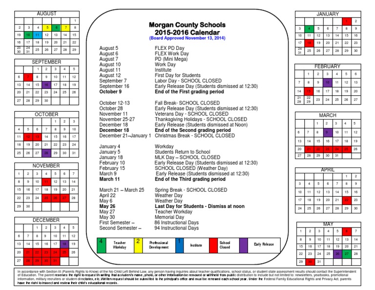 Mcs 15-16 Calendar Option 1 For Board Approval | PDF | Academic Term ...
