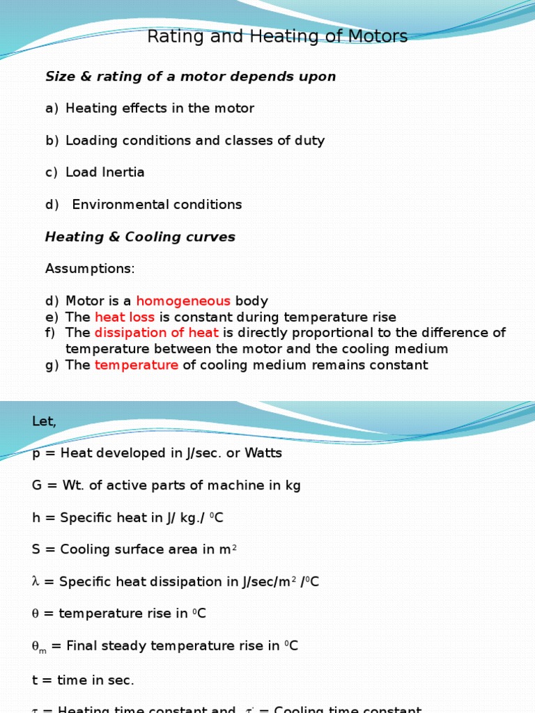 Rating and Heating of Motors | PDF | Physical Quantities | Electromagnetism
