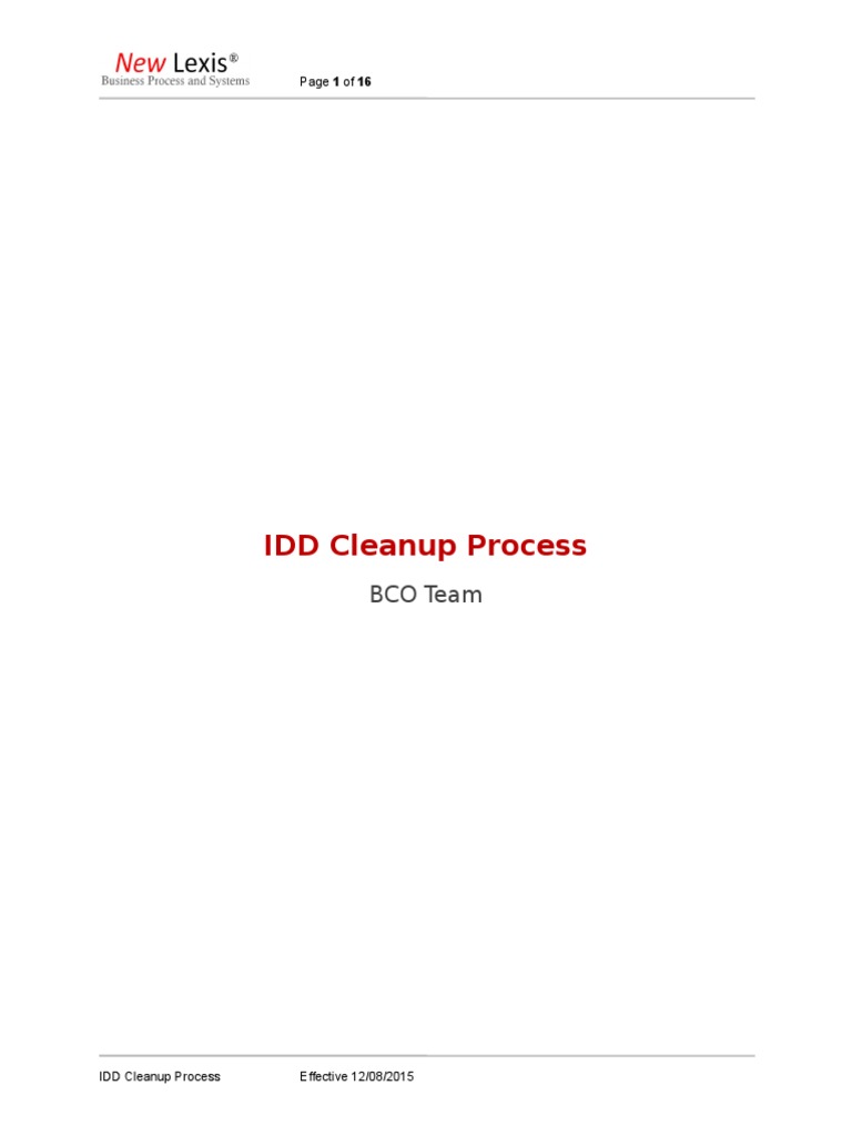 IDD Cleanup Process | PDF | Computing | Software