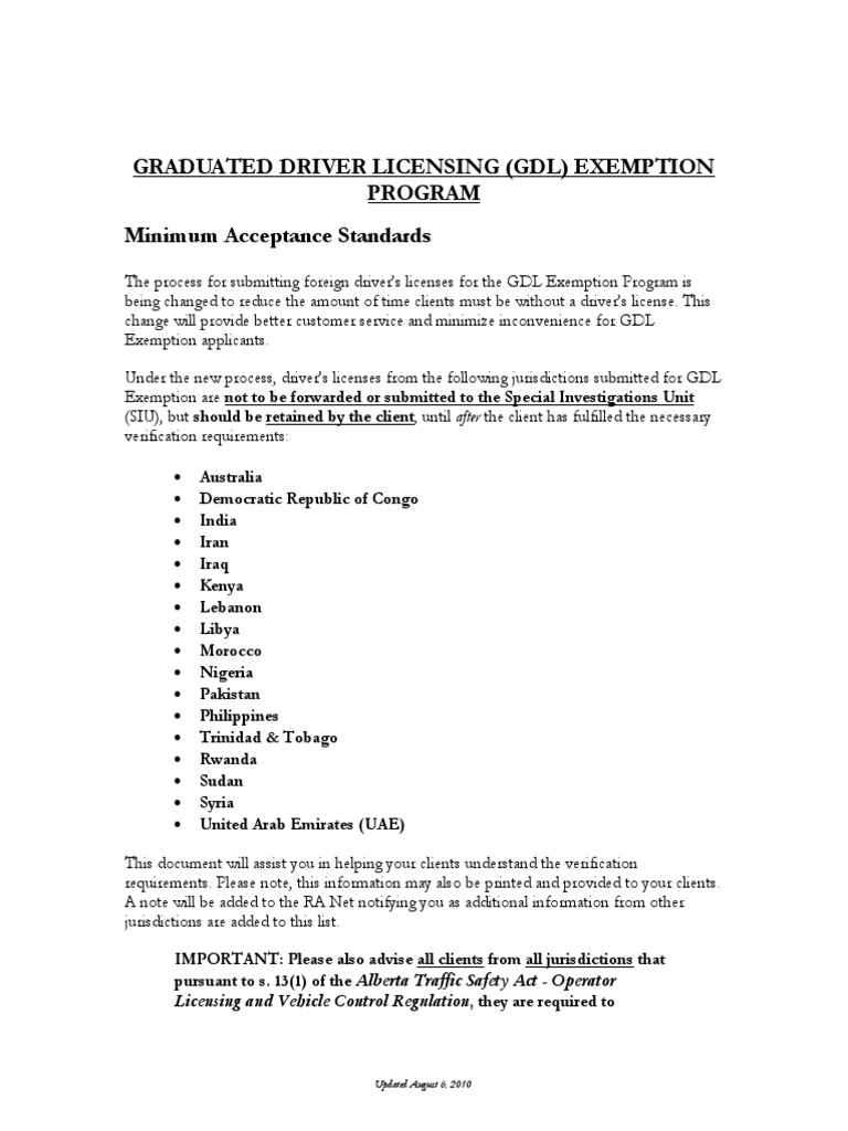 Streamlining the GDL Exemption Process for Foreign Driver's Licenses: A ...