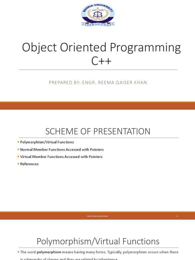 Object Oriented Programming Polymorphism Virtual Functions Pdf Pointer Computer
