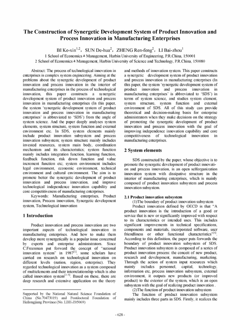 The Construction of of Product Innovation and Synergetic Development ...