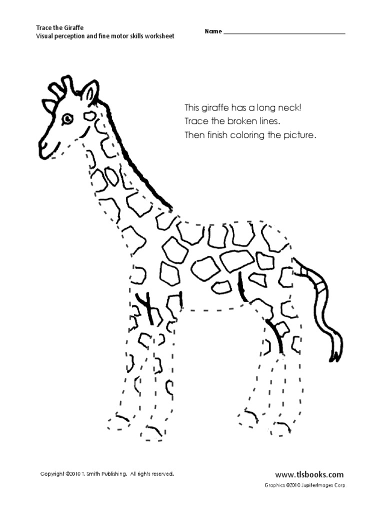 Giraffe Tracing & Coloring Worksheet | PDF | Nervous System | Cognitive ...