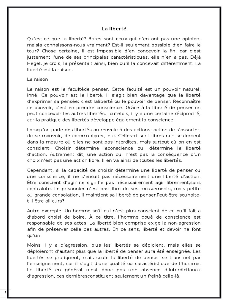 La Liberté | PDF | Conscience | Liberté