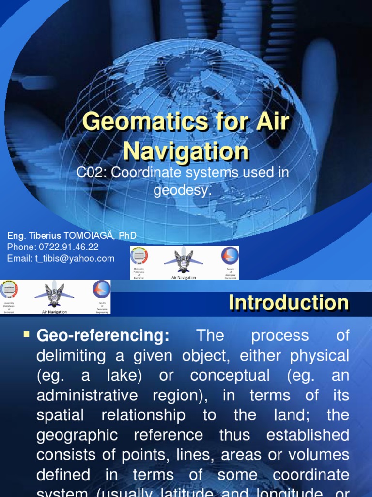 Geomatics For Air Navigation: C02: Coordinate Systems Used in Geodesy ...