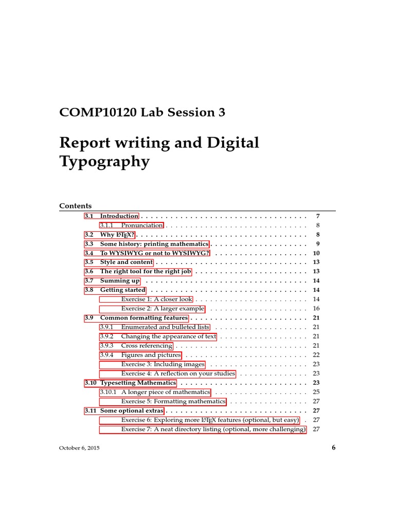 Report Writing and Digital Typography: COMP10120 Lab Session 3 | PDF | Te X | Typefaces