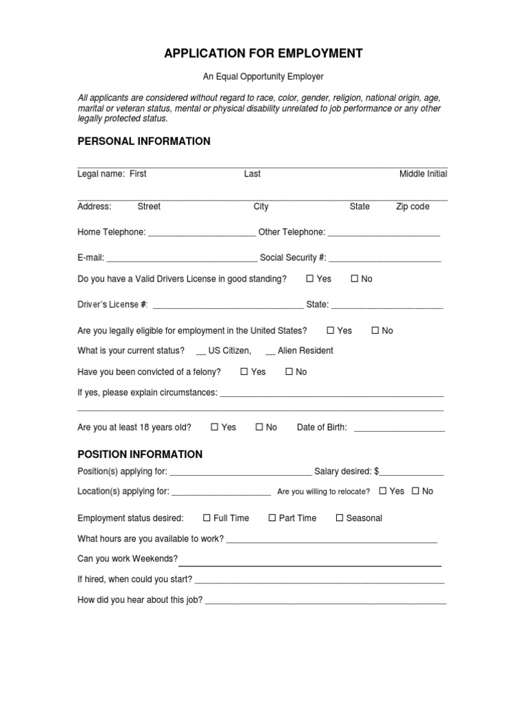 Employment Application | PDF | Temporary Work | Employment