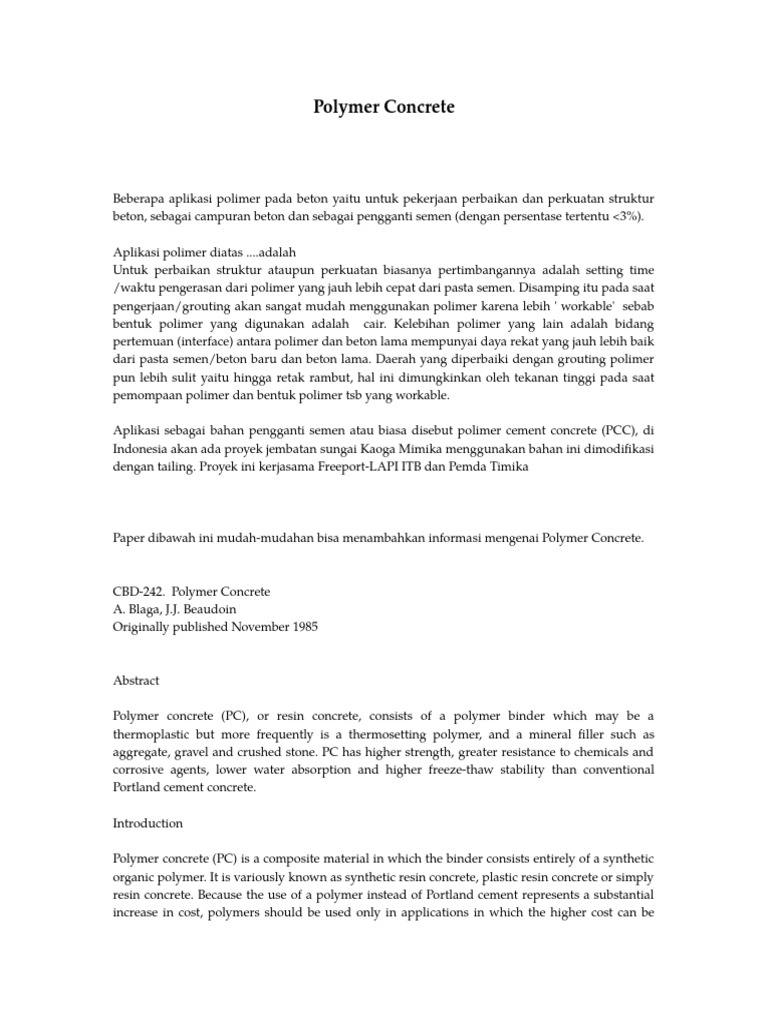 Polymer Concrete | PDF | Epoksi | Poli (Metil Metakrilat)