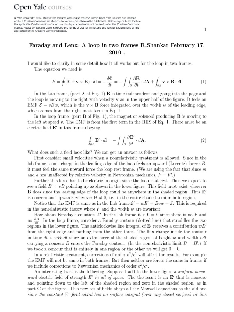Faraday Lenz EMF frames | PDF | Electromagnetic Field | Maxwell's Equations