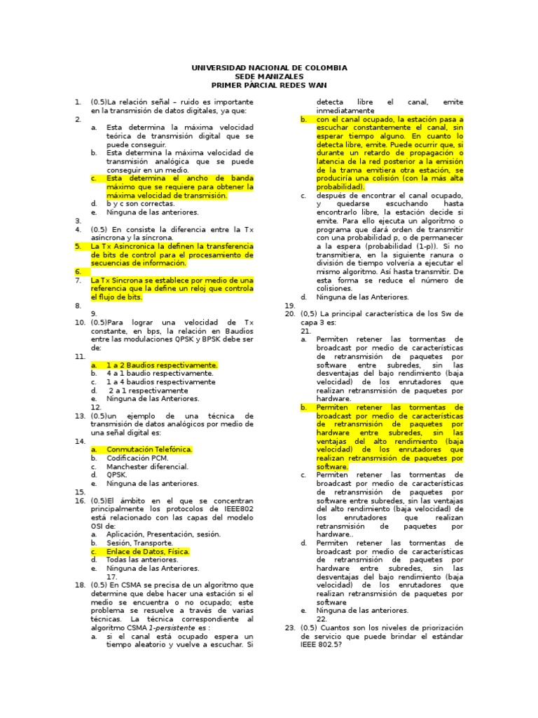 Parcial Redes WAN 2015 II | PDF | Enrutador (Computación) | Modelo osi