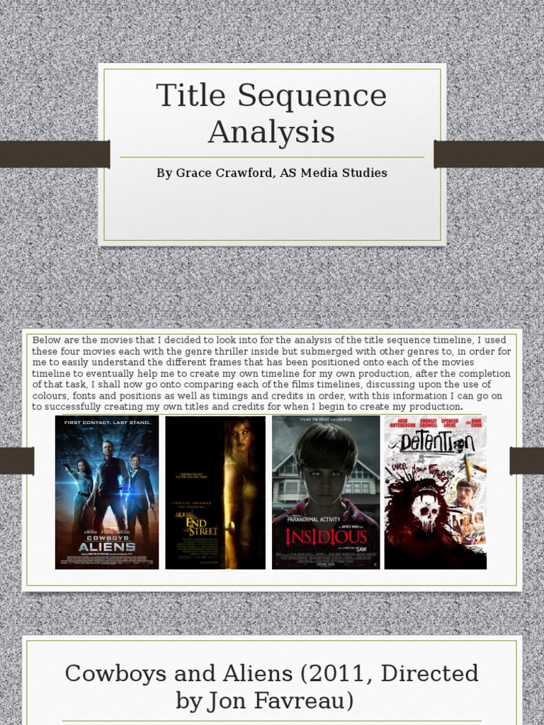 Title Sequence Analysis of Thriller Films | PDF | Actor | Thriller (Genre)