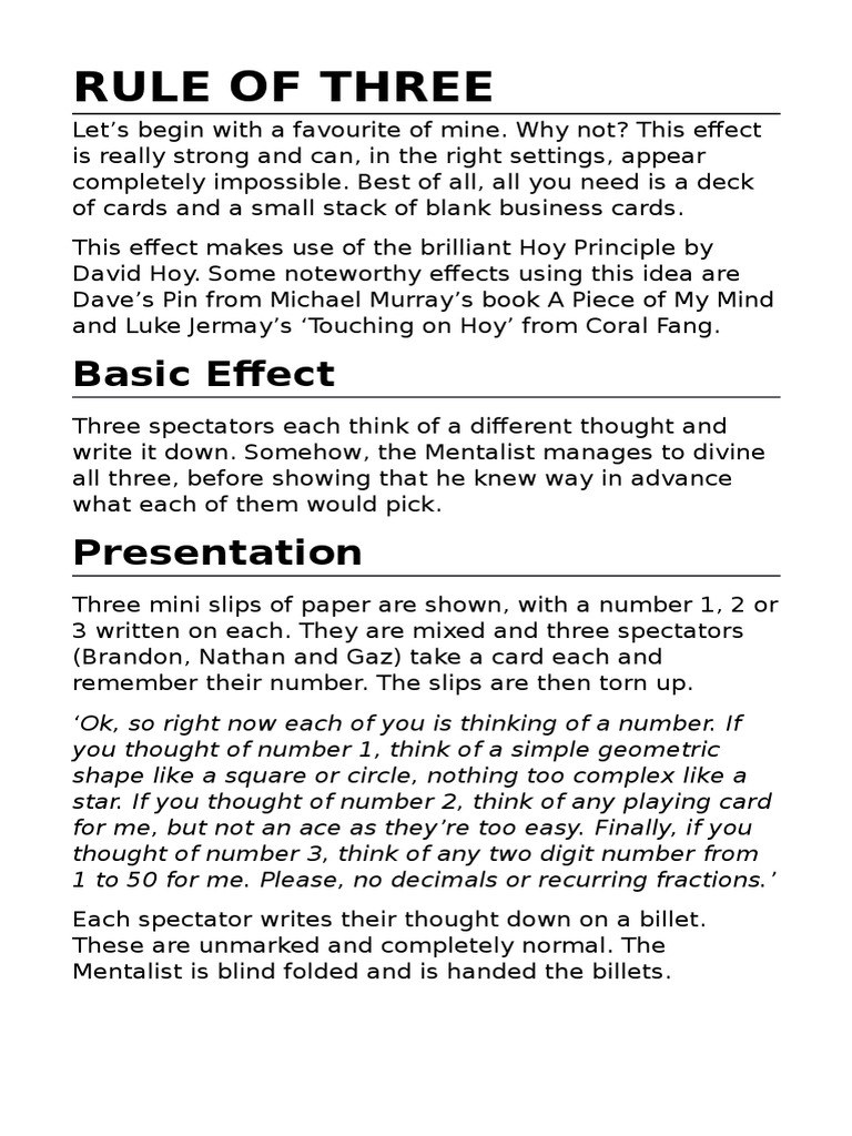 Rule of Three: Basic Effect | PDF | Password | Leisure