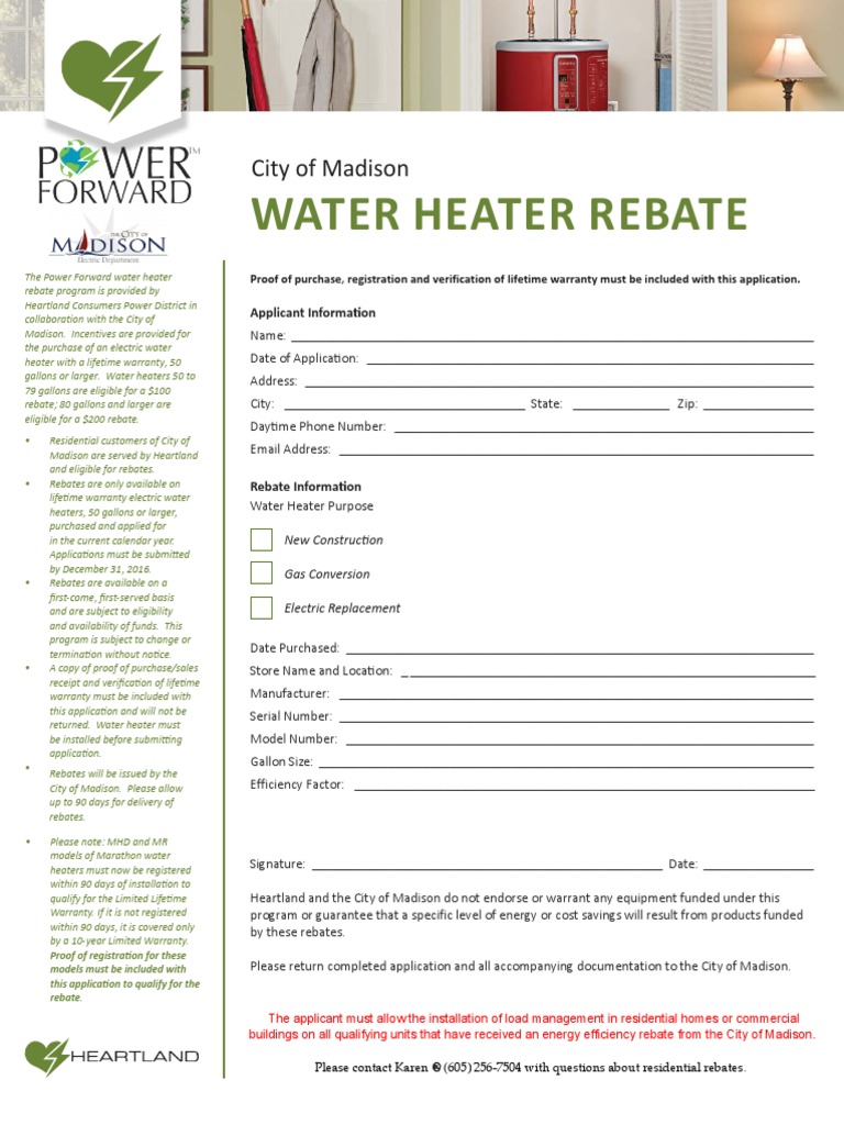 2016 Water Heater Rebate | PDF | Rebate (Marketing) | Water Heating