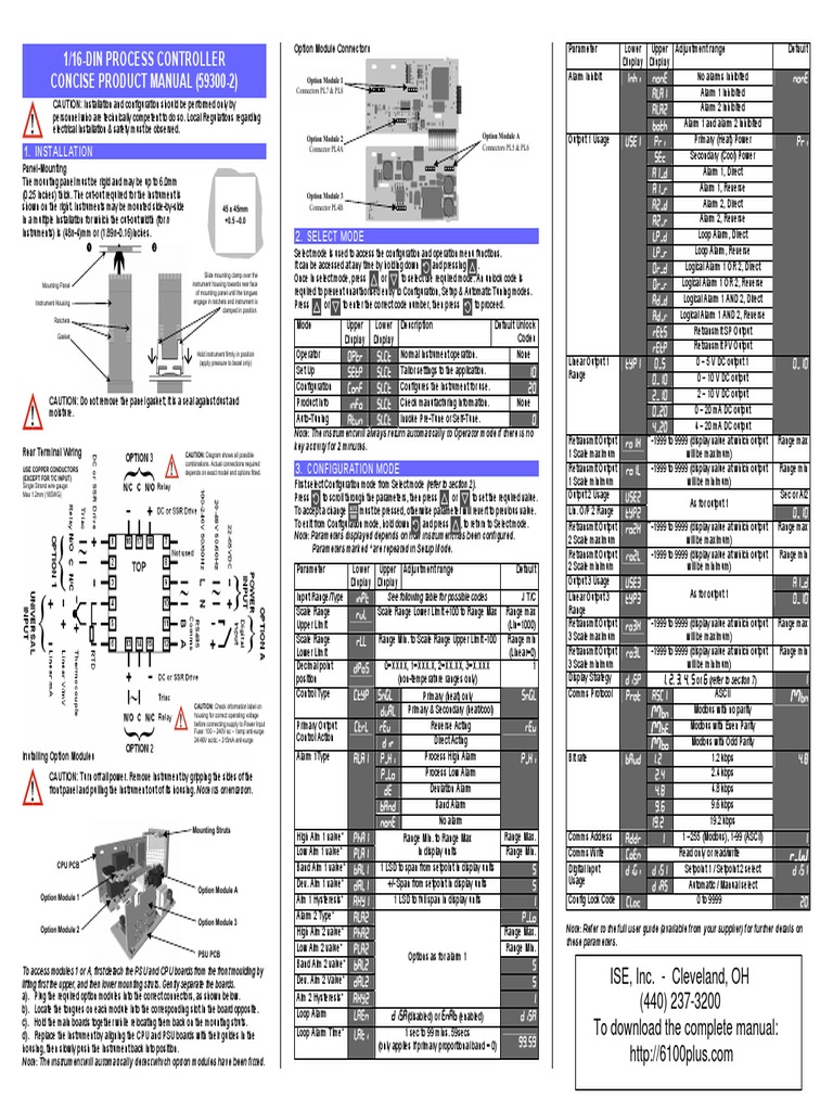 1/16-Din Process Controller Concise Product Manual (59300-2) | PDF | Parameter (Computer ...