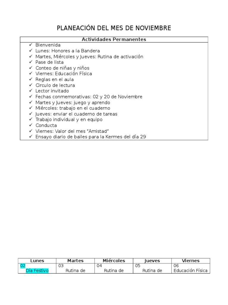 Planeación Del Mes de Noviembre | Descargar gratis PDF | Escultura ...