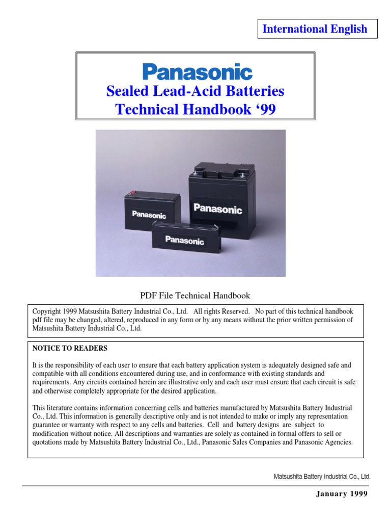 Panasonic SLA Handbook | Download Free PDF | Battery (Electricity ...