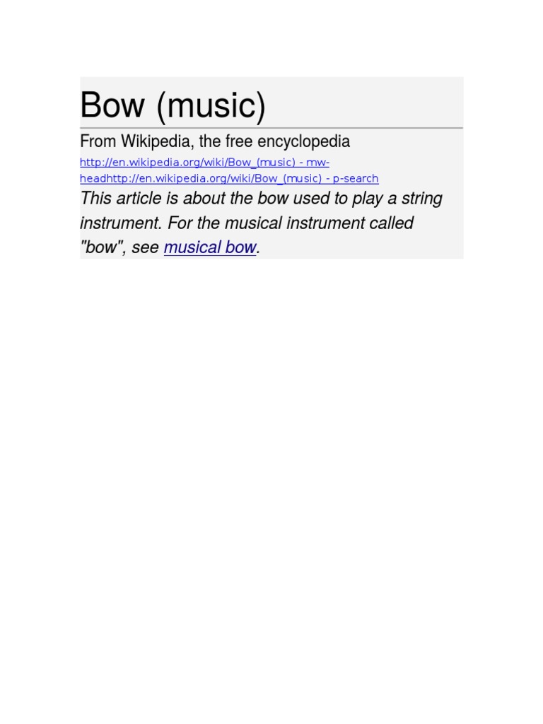 Bow (Music) | PDF | Bowed Instruments | Musical Instruments