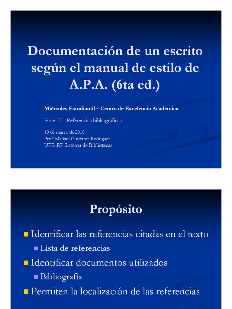 Documentación de Un Escrito Utilizando El Manual de Estilo APA (6ta Ed ...