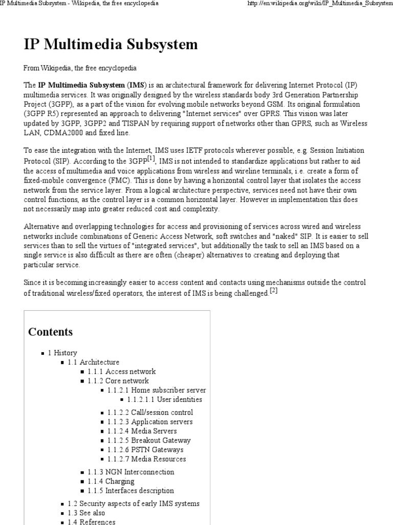 IP Multimedia Subsystem - Wikipedia | PDF | Ip Multimedia Subsystem ...
