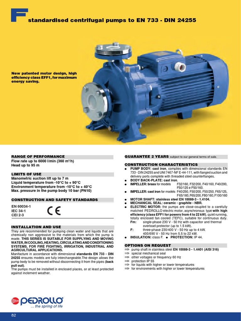 Standardised Centrifugal Pumps To EN 733 - DIN 24255 | PDF | Pump ...