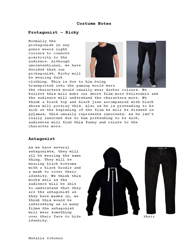 Costume Design for Protagonist and Antagonists | PDF | Games & Activities