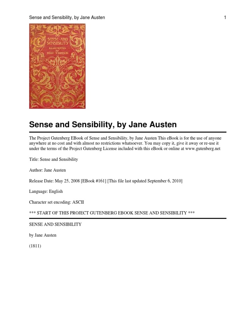 Sense and Sensibility Overview | PDF | Elinor Dashwood | Sense And ...