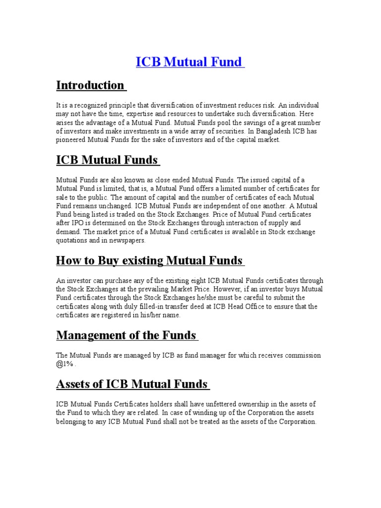 ICB Mutual Fund | PDF | Mutual Funds | Dividend