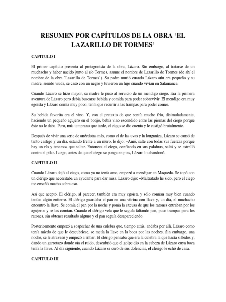 Resumen de "Lazarillo de Tormes" | PDF | Ficción general
