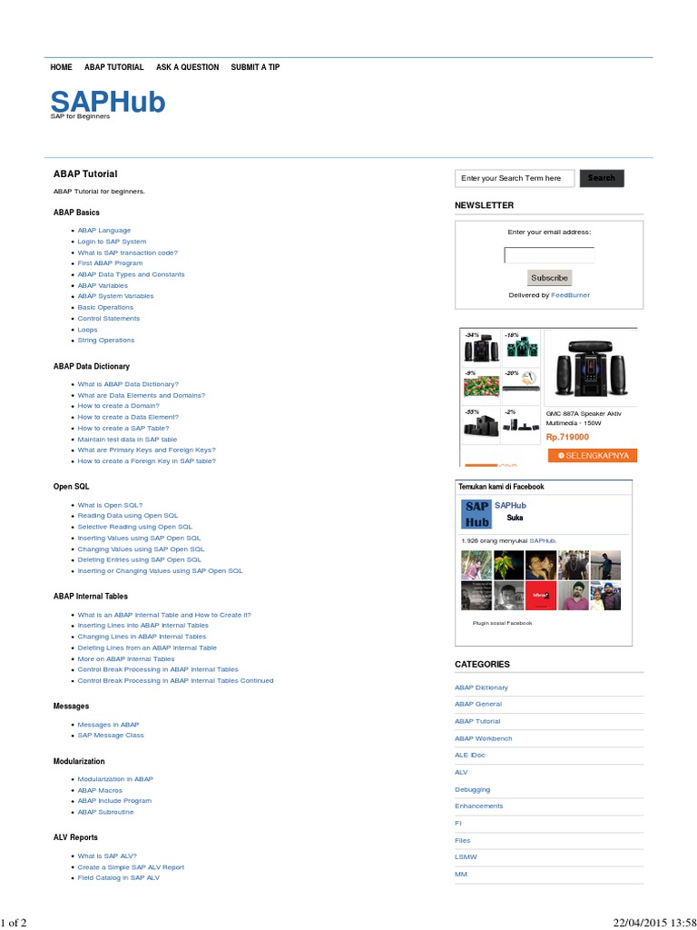 Saphub Abap Tutorial Pdf Sql Computing