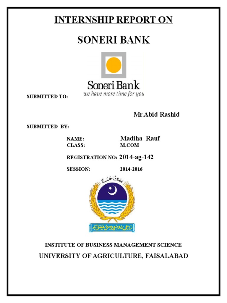 Soneri Bank: Internship Report On | PDF | Letter Of Credit | Cheque