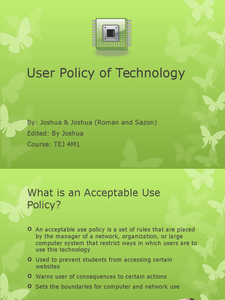 Acceptable User Policy of Technology | PDF | Computer Network | Cyberspace