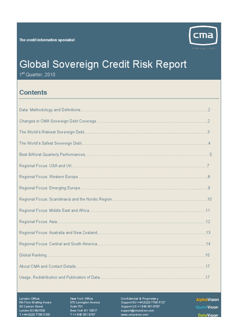 CMA Global Sovereign Credit Risk Report Q1 2010 | PDF | Derivative ...