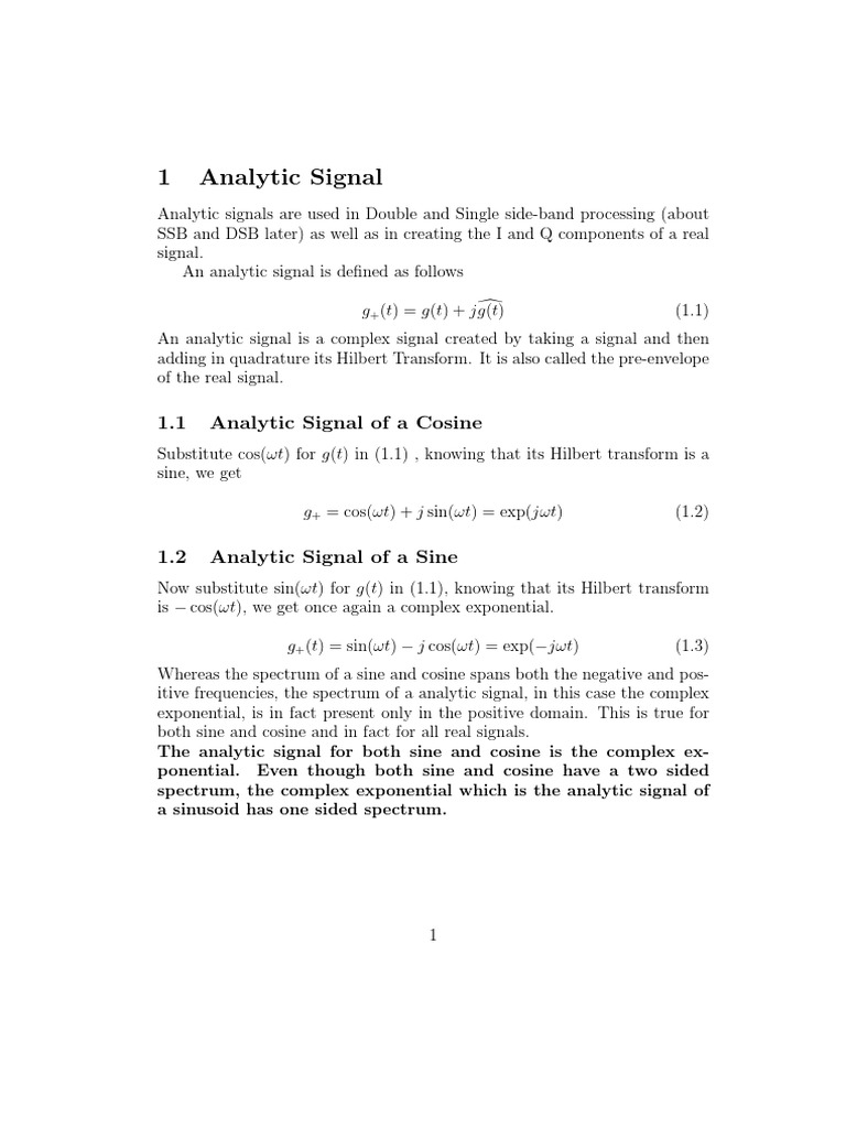 Analytic Signals and Hilbert Transform | PDF