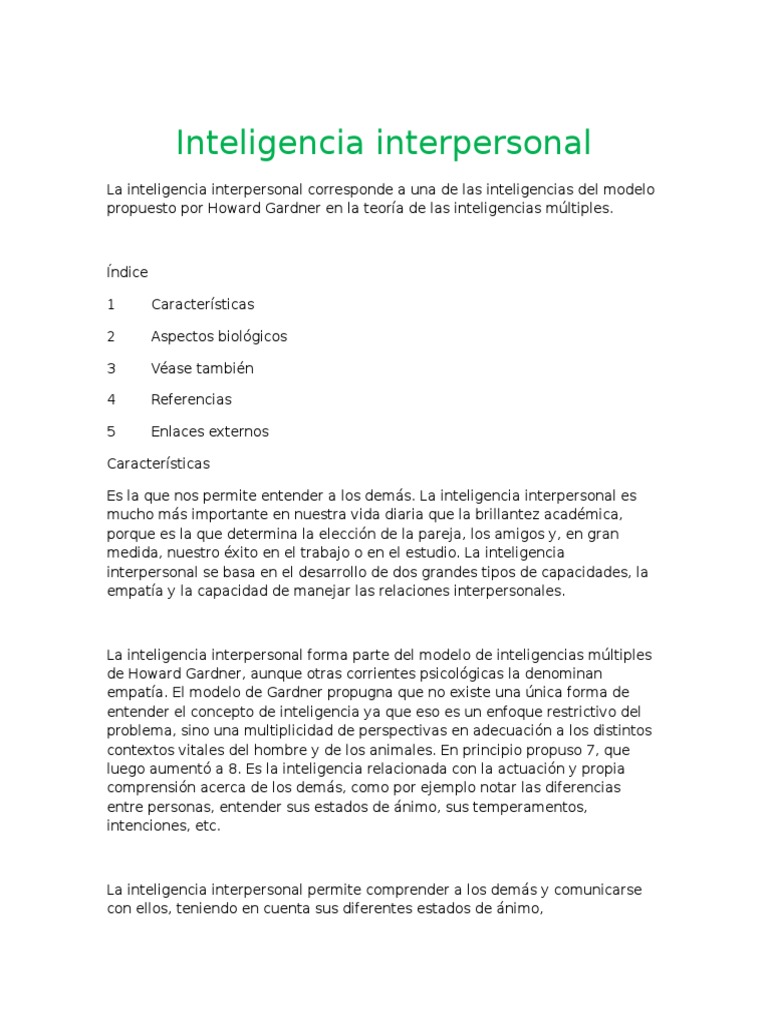 Inteligencia Interpersonal y Empatía | PDF | Empatía | Inteligencia