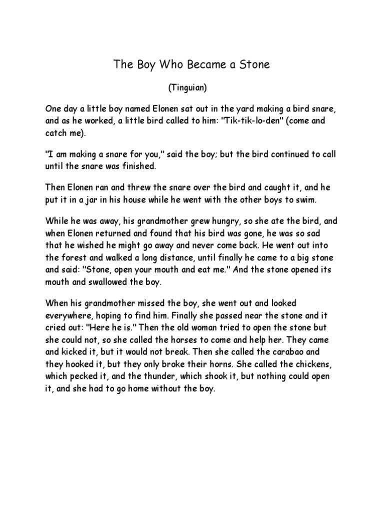 The Boy Who Became A Stone | PDF