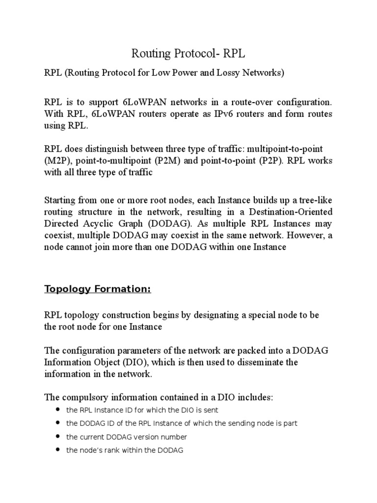RPL Routing Protocol | PDF | Routing | Network Topology