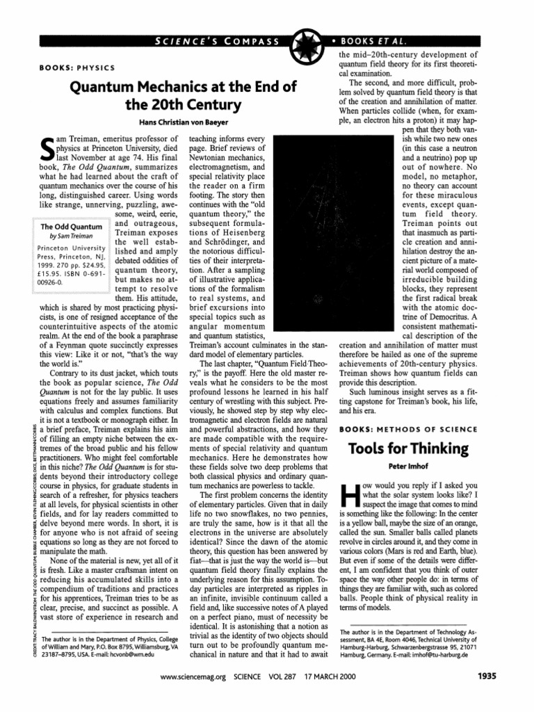 Quantum Mechanics at The End of The 20th Century: Books: Physics | PDF ...