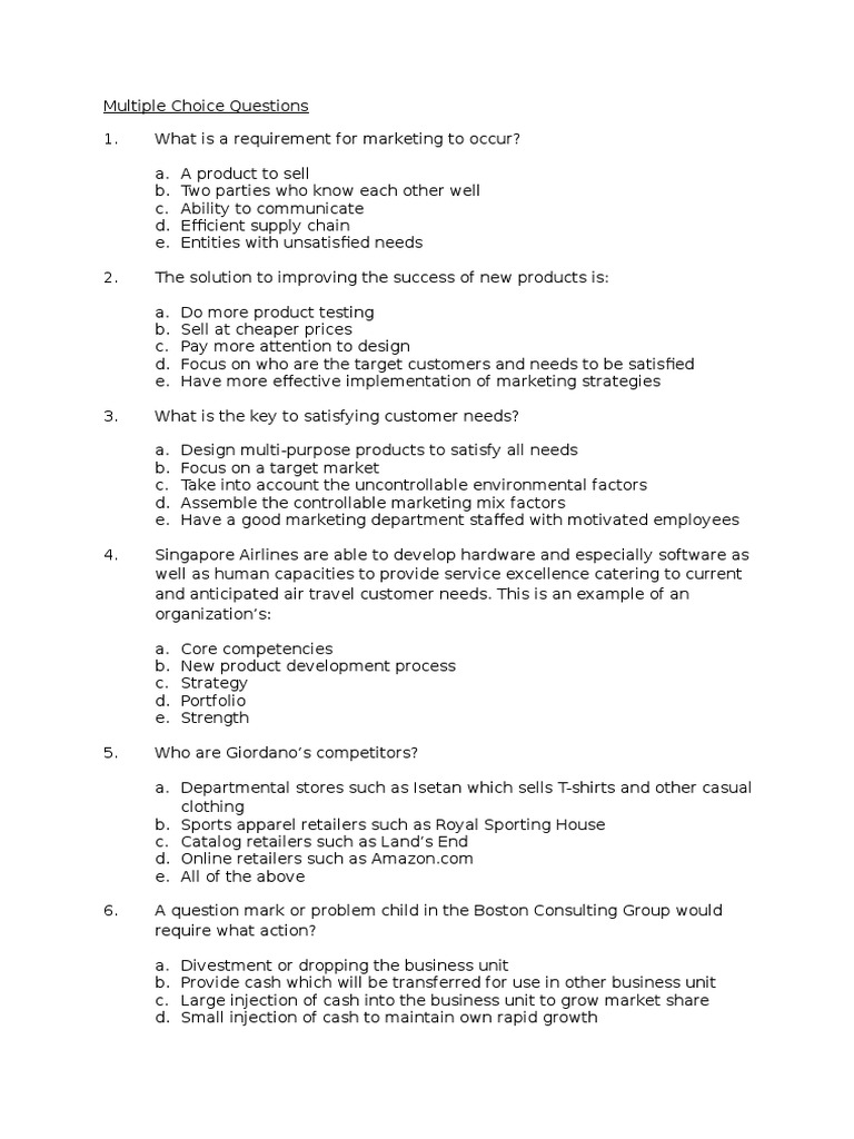 MCQ Practice | PDF | Retail | Advertising