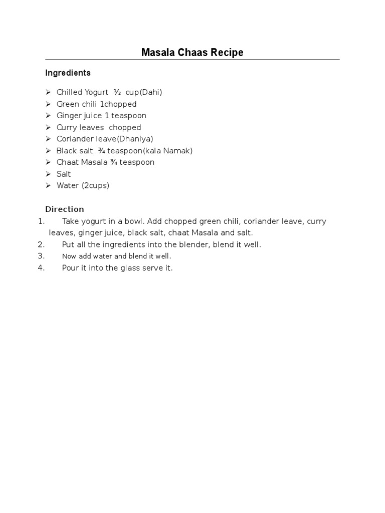 Masala Chaas Recipe (Buttermilk) | PDF | Religion & Spirituality