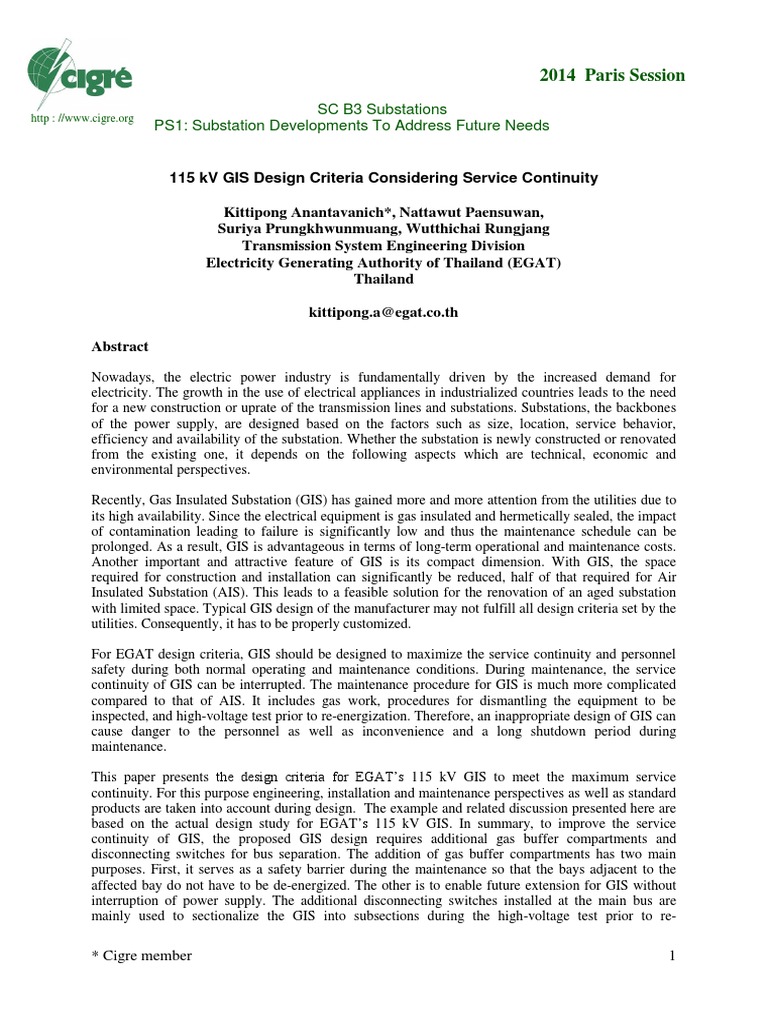 115 KV GIS Design Criteria Considering Service Continuity | PDF ...