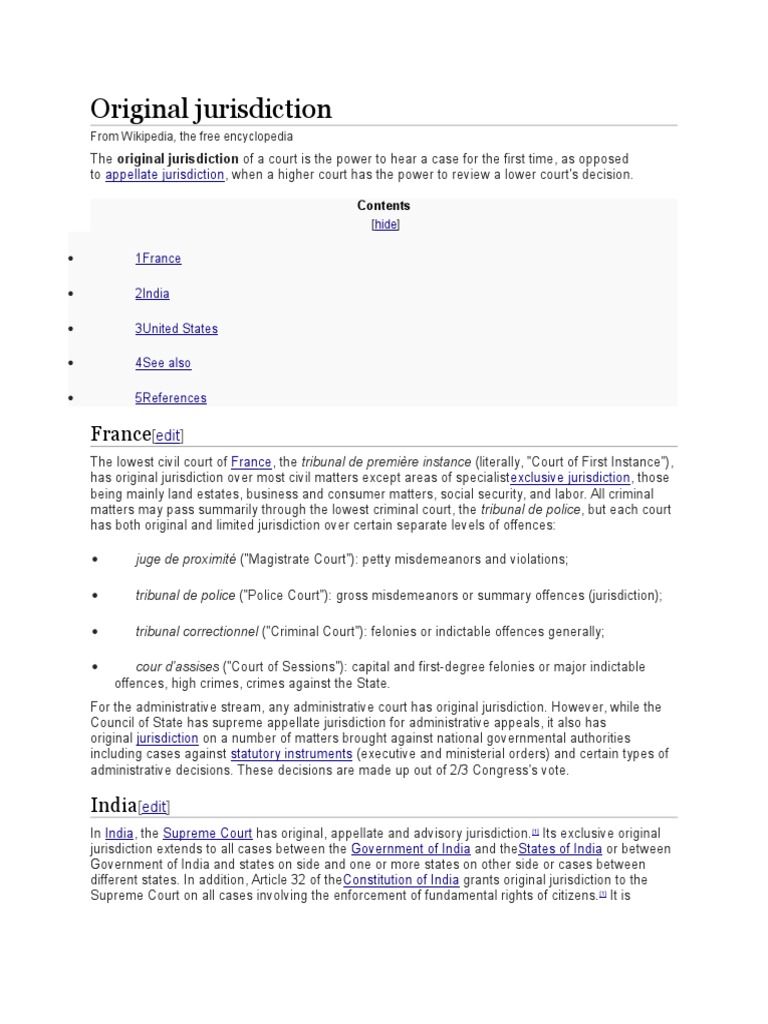 Original Jurisdiction | PDF | Original Jurisdiction | Jurisdiction