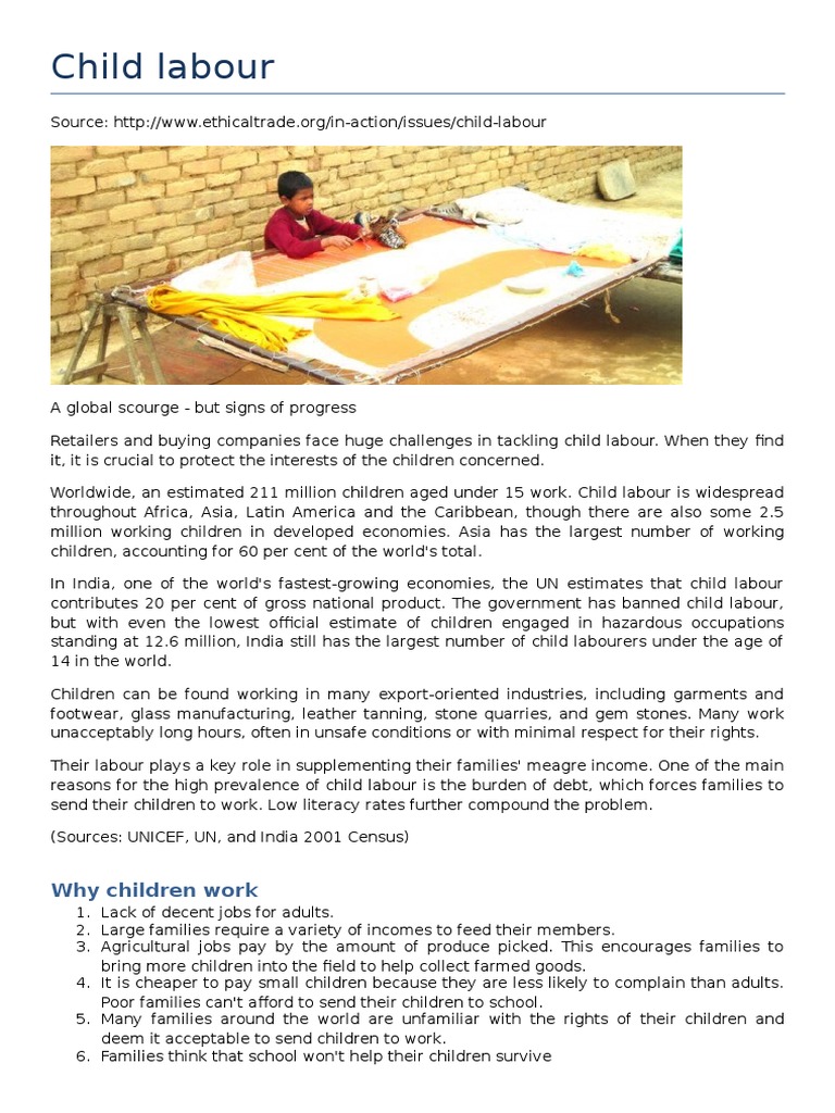 Child Labour: Why Children Work | PDF | Child Labour | International ...